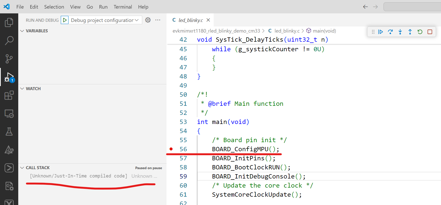 LED blinky example from SDK of RT118X can't startup after power on - NXP Community