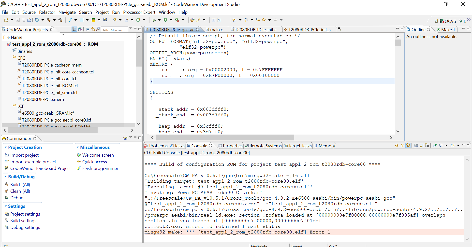 How to create and flash the boot image for baremetal application in code warrior for T2081 ...