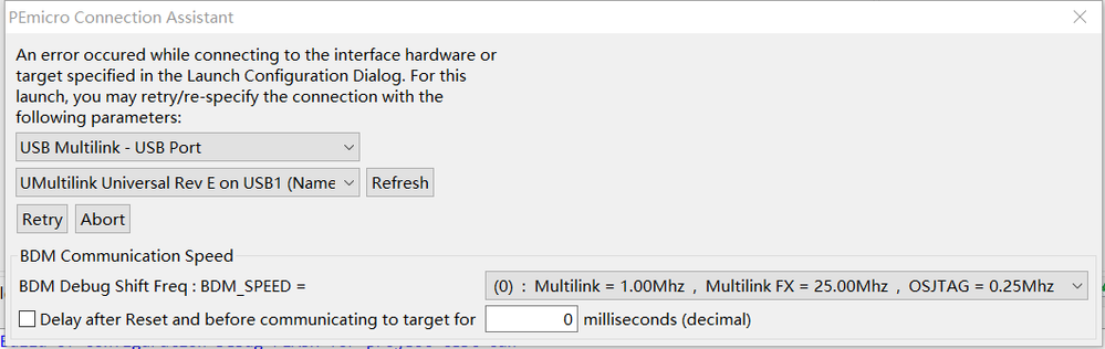Re: Error in services launch sequence PEmicro GDB Launch Failure : The GDB Server was not able ...