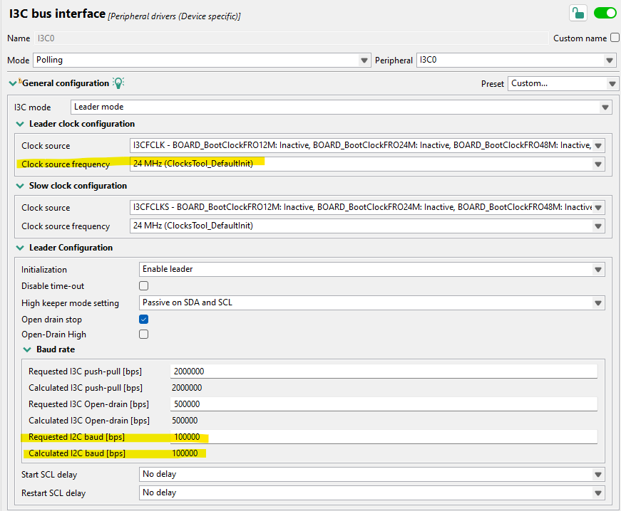I3C SDA and SCL pin configured for Pullup Enabled, but output stays low - NXP Community