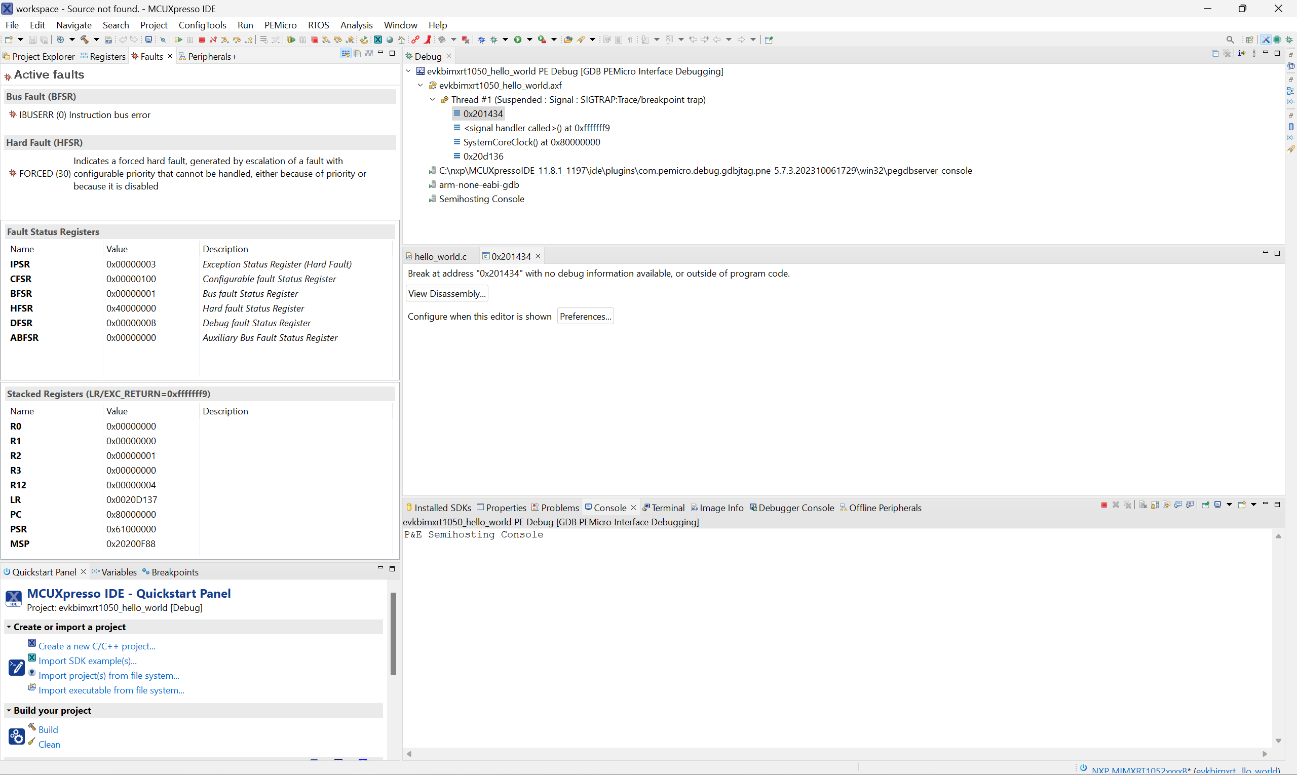 Hard fault on Hello world example on iMX RT 1052 - NXP Community