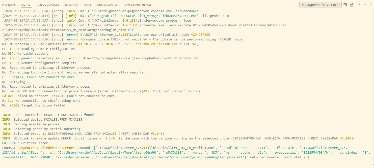Solved: MCXA EVB cannot use linkserver to flash suddenly - NXP Community