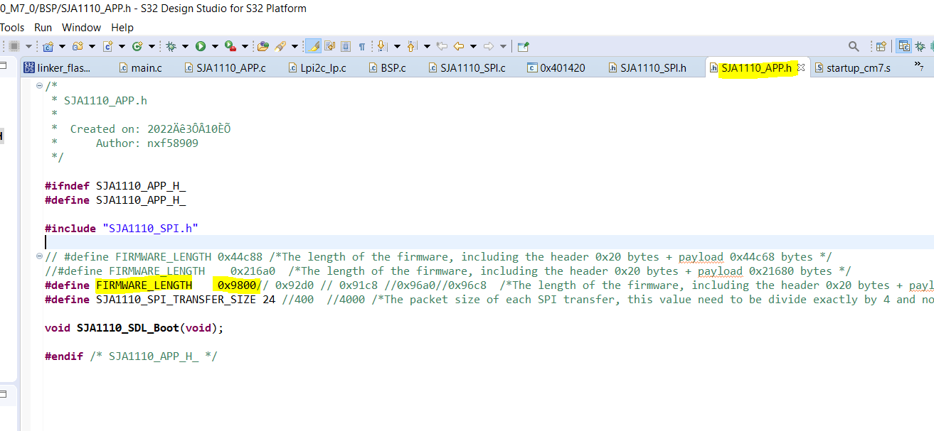 S32K3 T-BOX : SJA1110 Firmware update using SPI HAP : S32DS-3.5 : RTD-3 ...