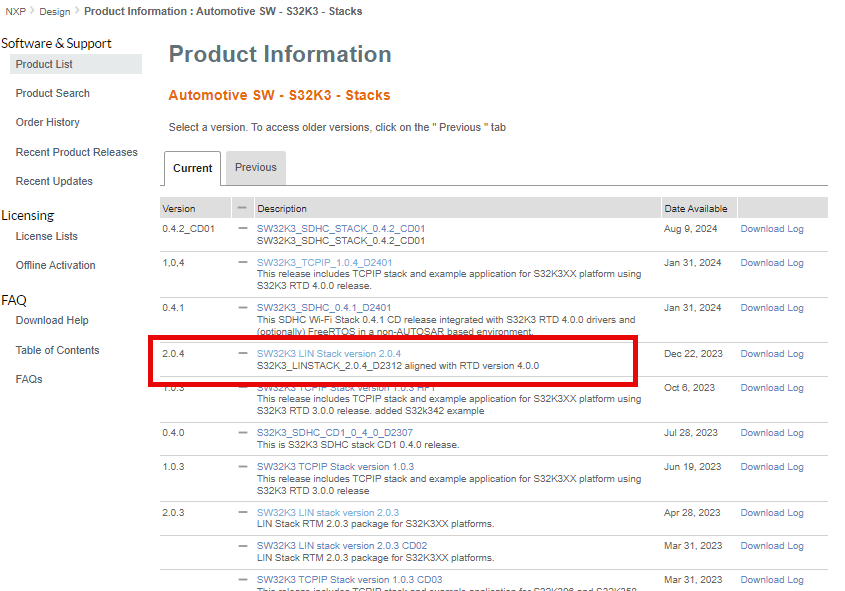 S32k344 LIN STACK VERSION - NXP Community