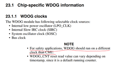 Solved: Why CMU should run on a different clock than WDOG? - NXP Community