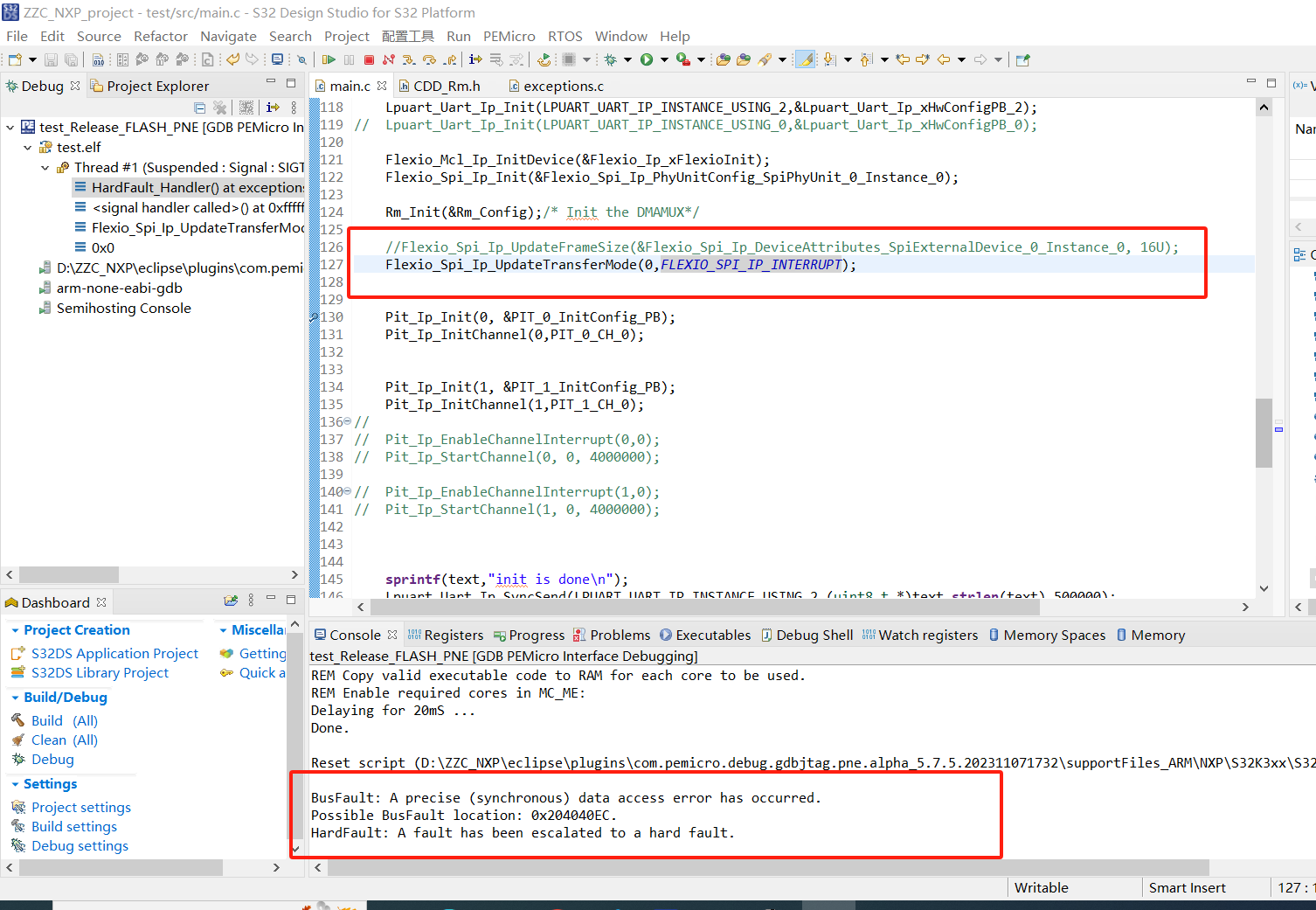 After configuring Flexio_SPI's DMA mode, the runtime enters the ...