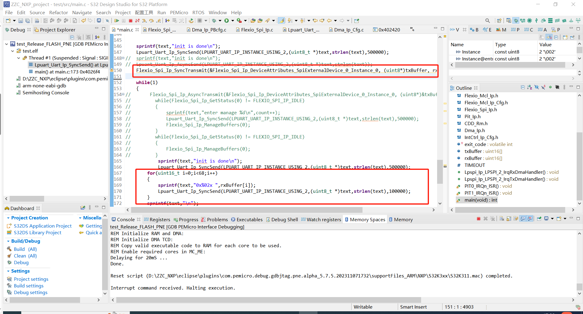 After configuring Flexio_SPI's DMA mode, the runtime enters the ...