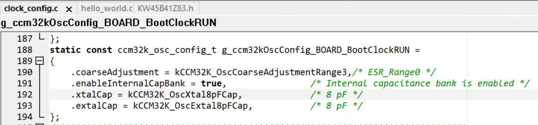 KW45 / MCX W71 - Trimming adjust of 32MHz & 32kHz external crystals ...