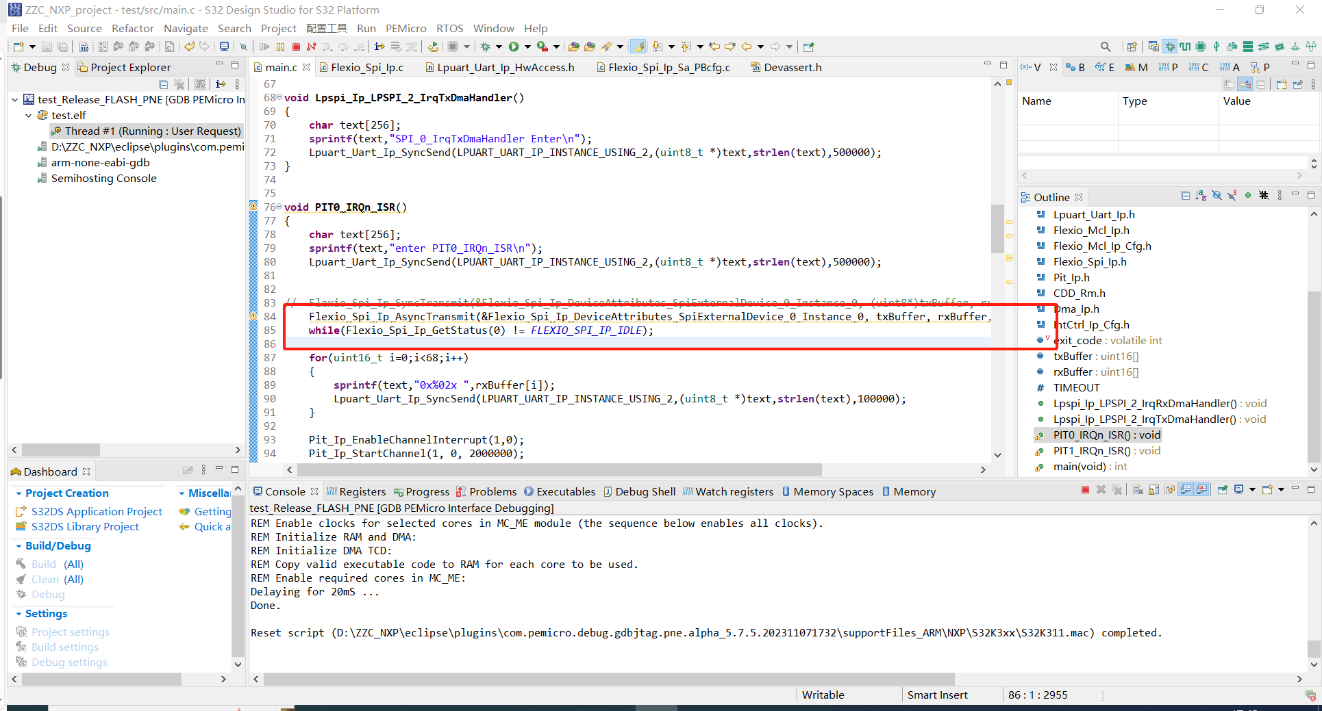 After configuring Flexio_SPI's DMA mode, the runtime enters the ...