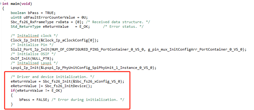 Fs26 failed to initialize using the function Sbc_fs26_initDevice() - NXP Community