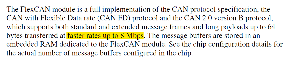 Solved: What is the maximum baud rate supported by CAN FD for MPC5746C controller - NXP Community