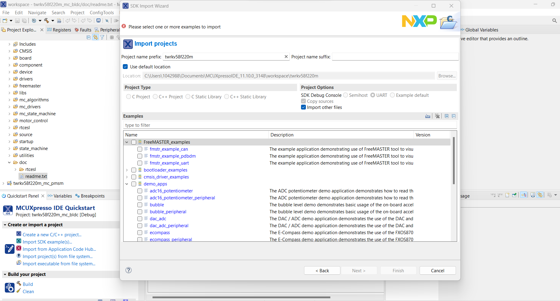 TWR-KV58F220M Tower Setup Motor control freemaster Sample application - NXP Community