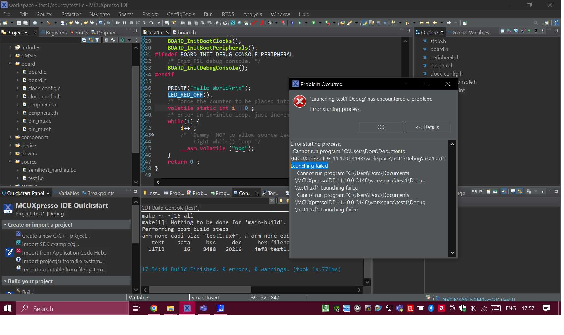 Solved: Launching failed (MK66FN2M0xxx18) - NXP Community