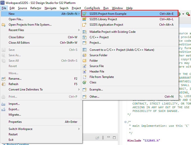 HOWTO: Create New Project from Example ‘RSDK_S32DS_template’ - NXP Community