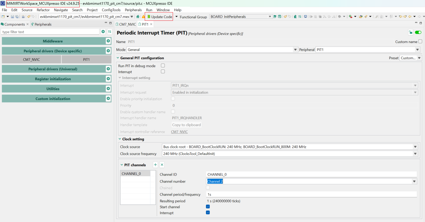 Re: MCUXpresso Config tool general query for peripheral drivers (PIT ...