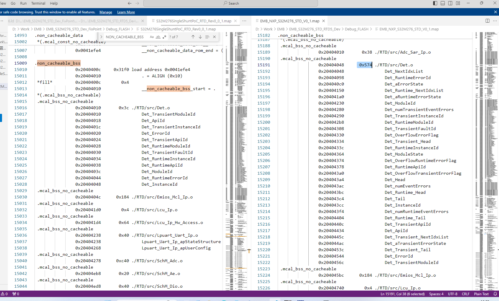 Solved: S32DS Update RTD5.0 and Compile with non_cacheable_bss overflow ...