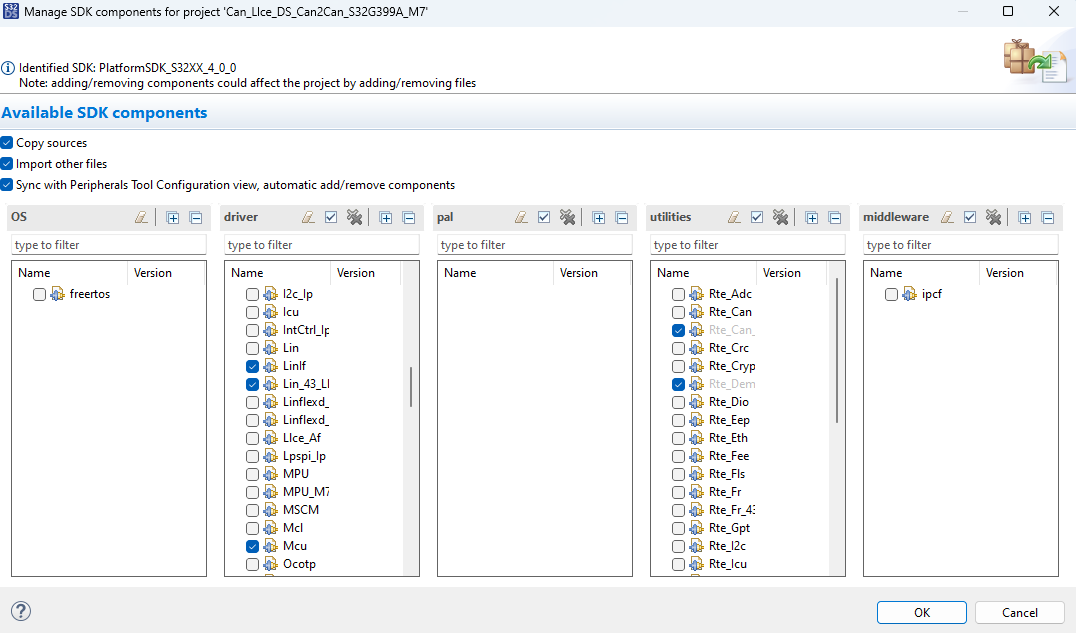 Solved: Re: S32G_LLCE_1.0.9 CAN_LLCE example built failed in DS 3.5 ...