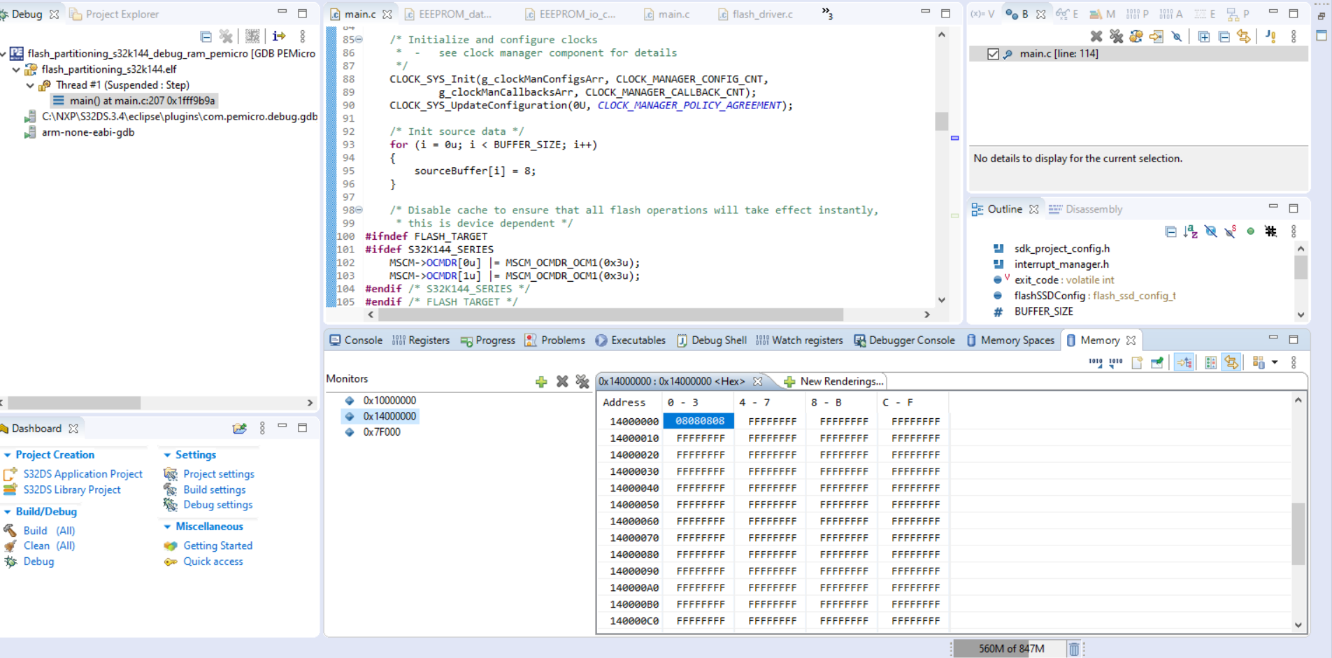 S32K144 Flash Partitioning Example Code Query - NXP Community