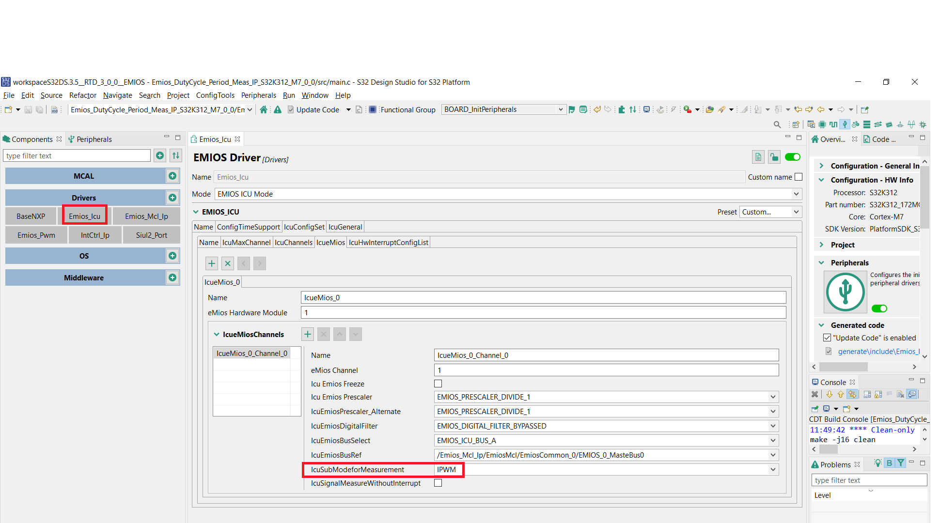 Example IP S32K312 EMIO PWM Generation & Duty capture using Polling DS3 ...