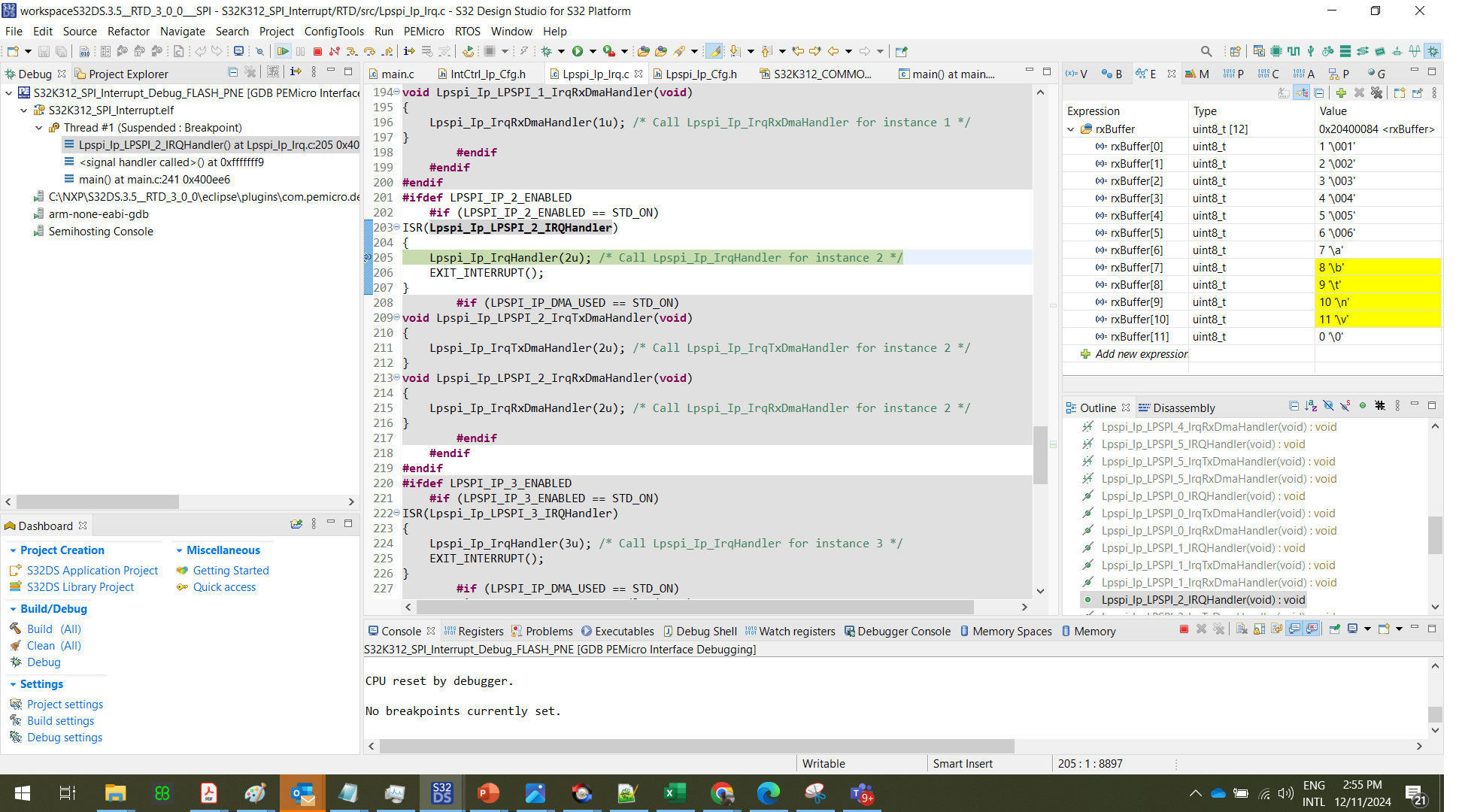 Example S32K312 SPI Transmit & Receive Using Interrupt DS3.5 RTD300 - NXP Community