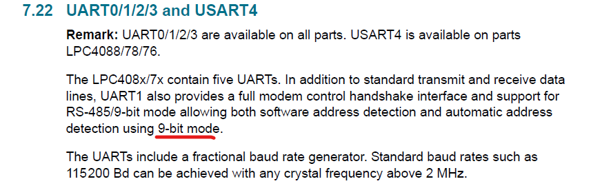 Re: 9-bit UART communication for LPC4078 - NXP Community