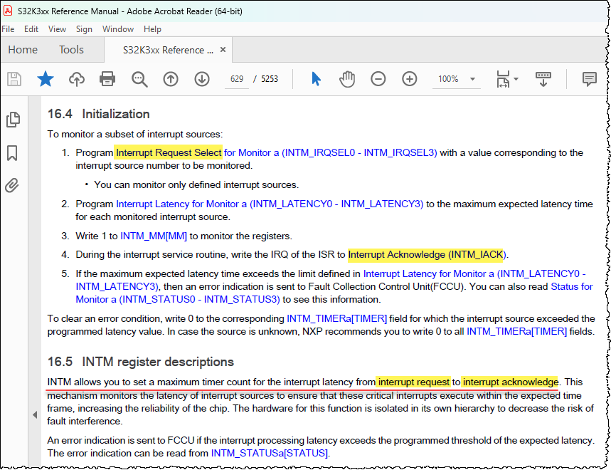 S32K Interrupt Monitor (INTM) Functionality Clarification - NXP Community