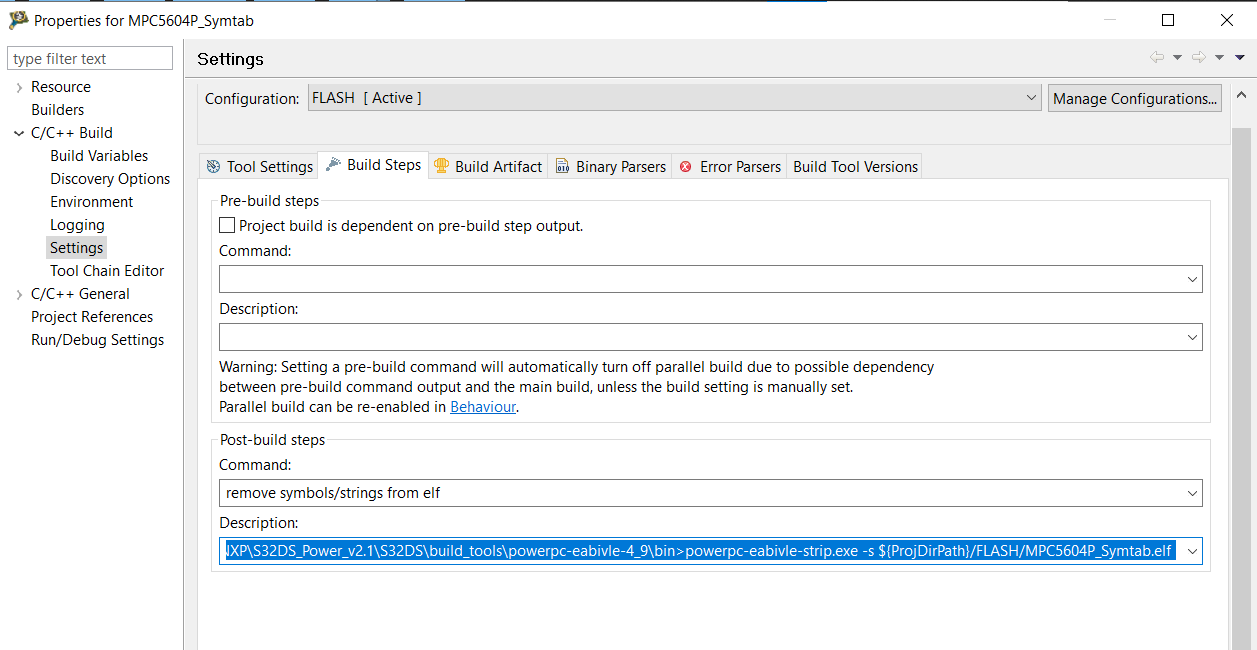 How to remove STRTAB and SYMTAB sections from ELF using Codewarrior options. - NXP Community