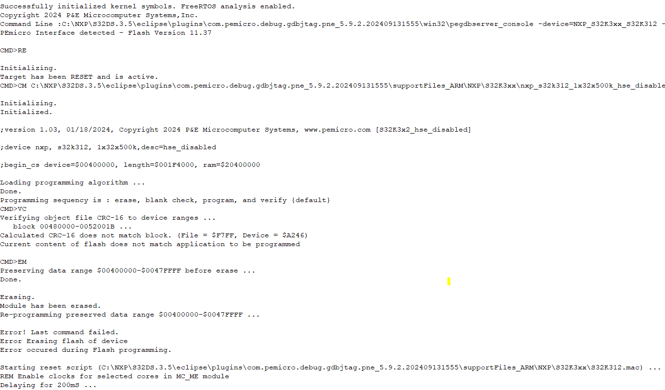 解決済み: Issues while flashing the code through s32 design studio using PE micro - NXP Community