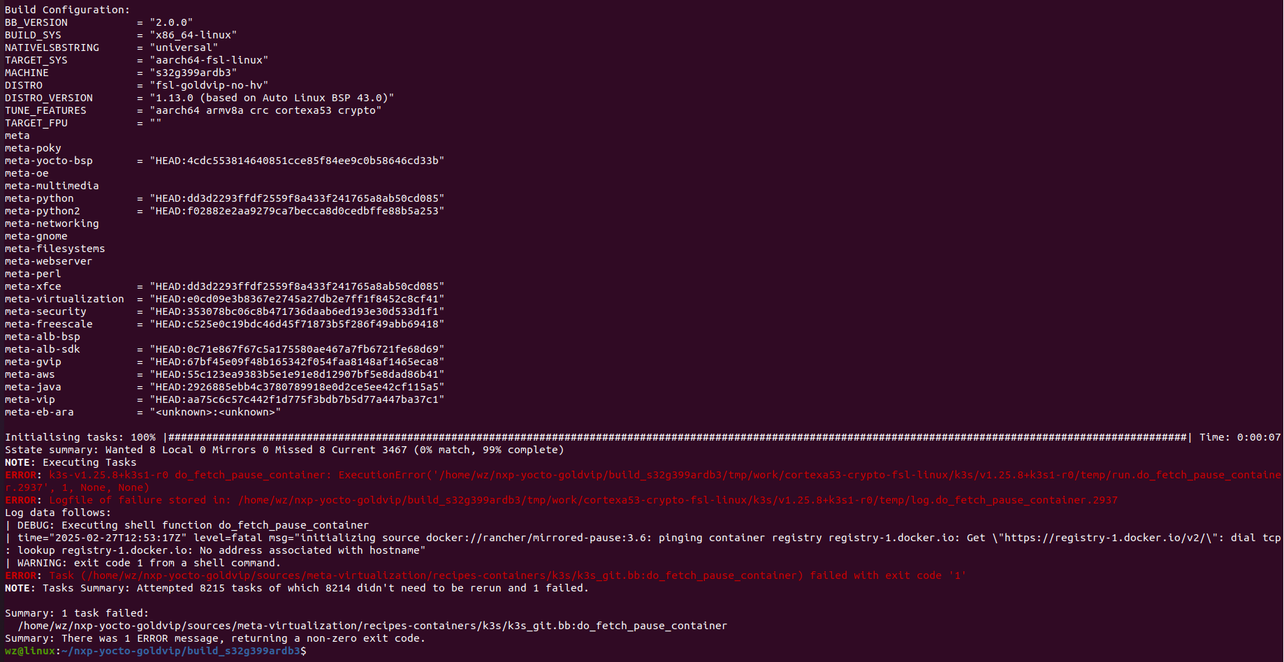 GoldVIP yocto build issue of K3s - NXP Community