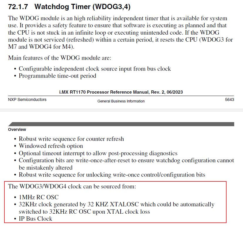 Solved: RT1170 Watchdog: WDOG1 Usage and WDOG3/4 Clock Sources - NXP ...