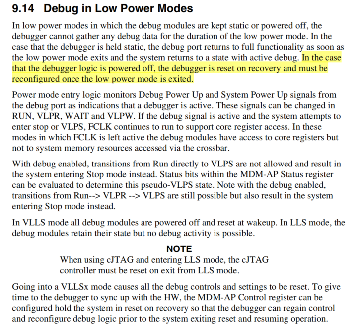 Solved: Debugging a K64 application in Low-Level-Stop mode - NXP Community