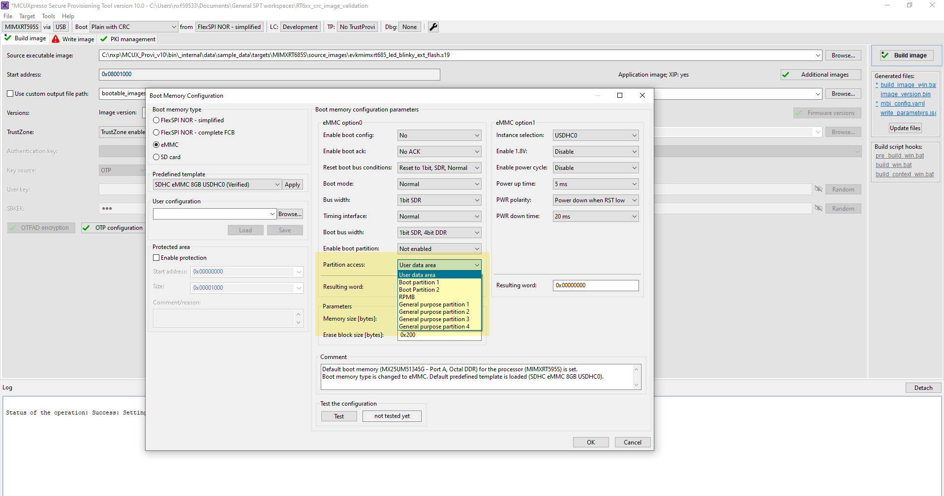 Booting from eMMC Boot Partition on MIMXRT595-EVK - NXP Community