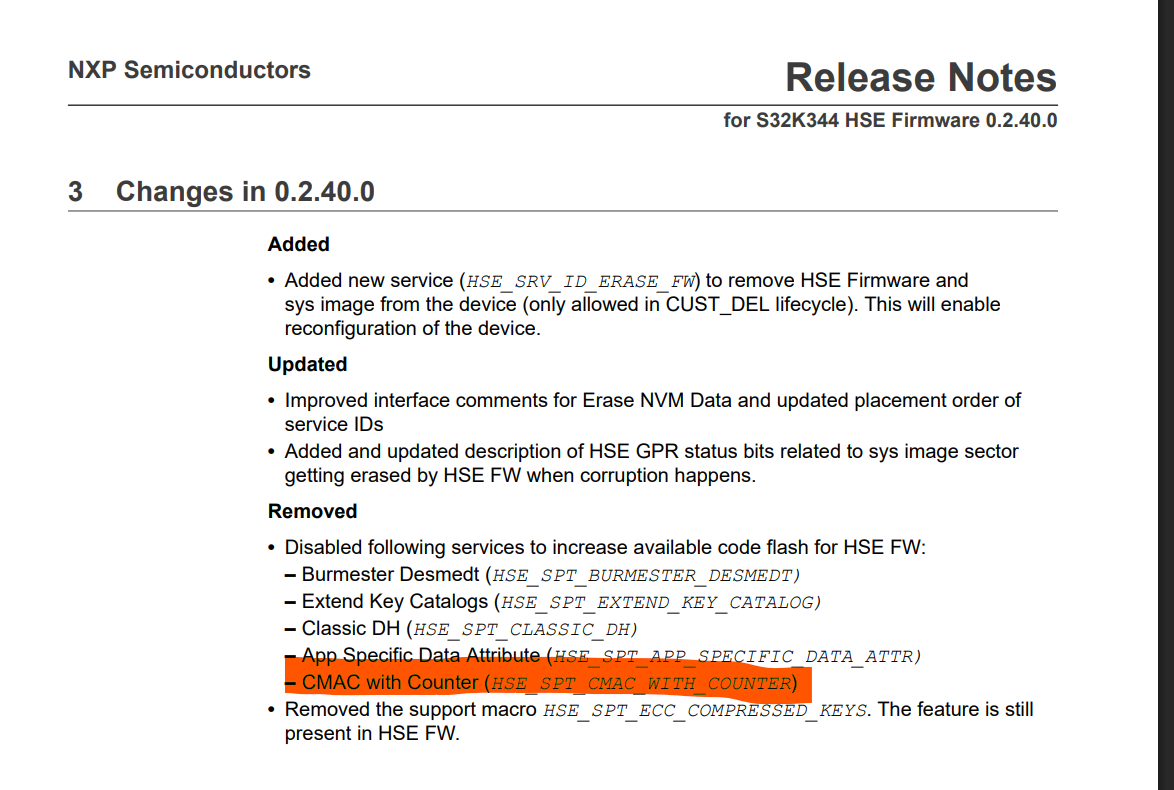 S32K344 HSE : CMAC With Counter cryto operation giving error - NXP Community