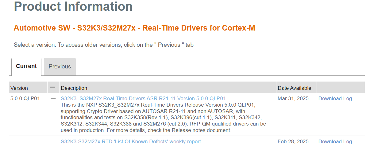 Solved: S32K3_S32M27x Real-Time Drivers ASR R21-11 Version 5.0.0 QLP01 - NXP Community