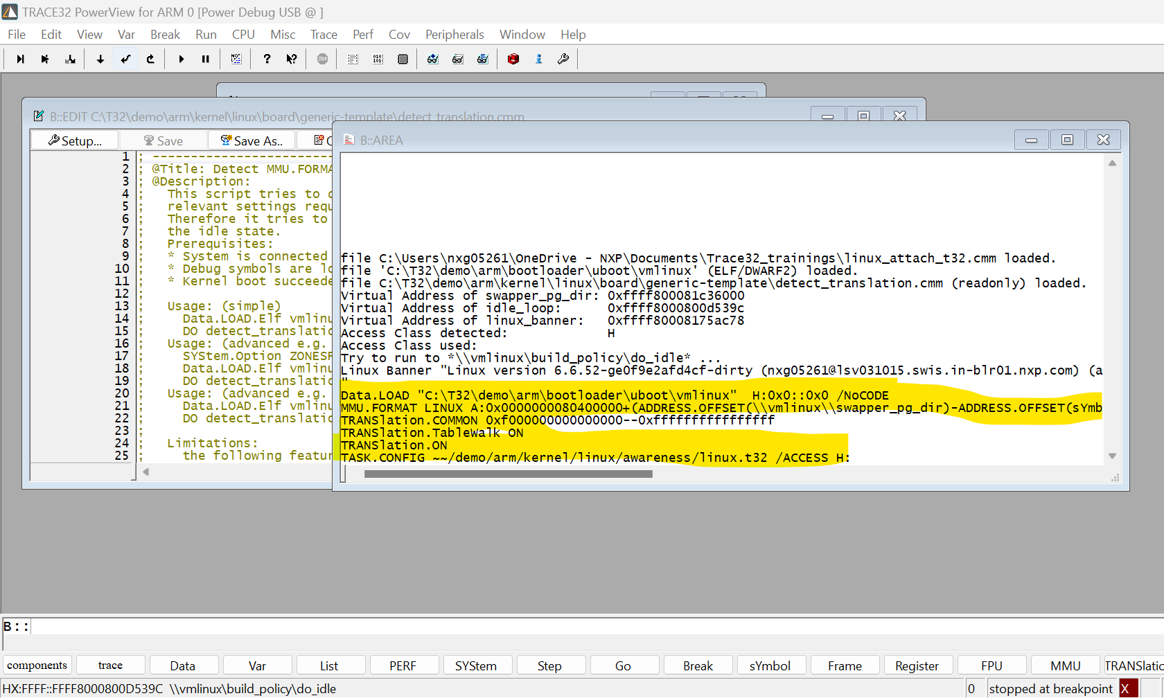 Debug Linux running on i.MX93EVK with Lauterbach TRACE32 - NXP Community