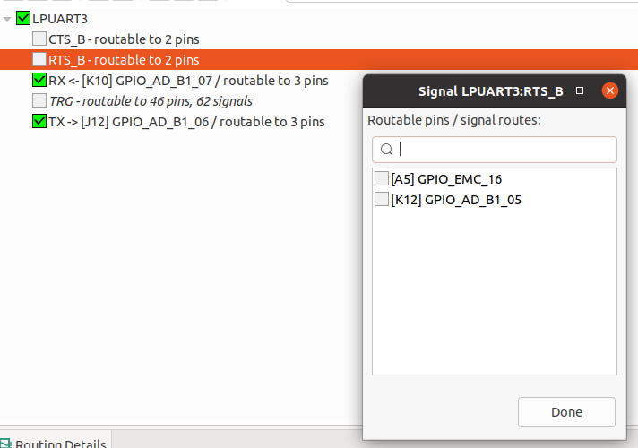 UART CTS / RTS pins on MIMXRT1060 cannot be set as in the schematics ...
