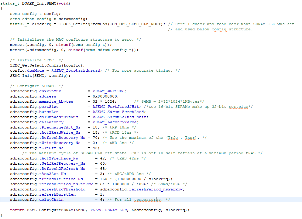 Re: SEMC Interface does not apply correct CLK to SDRAM for IMXRT1176 ...
