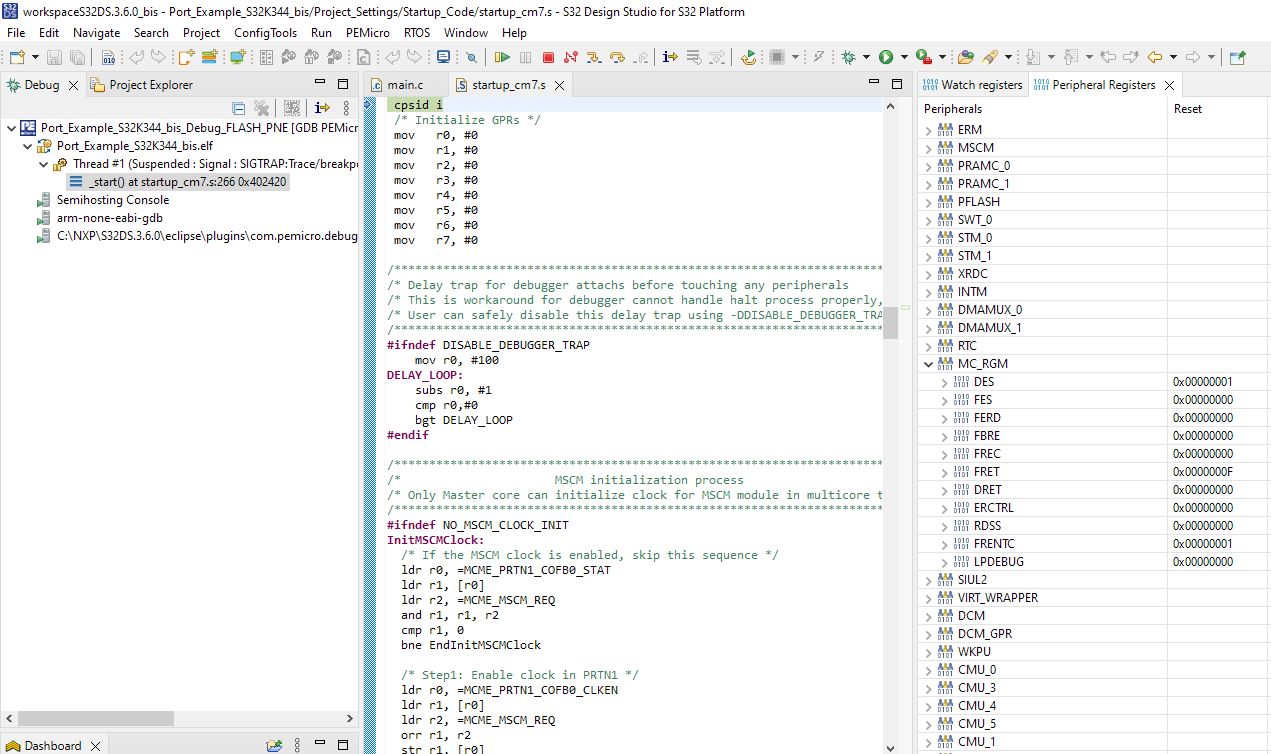 Solved: Re: MCAL examples receiving SIGTRAP at startup on - NXP Community
