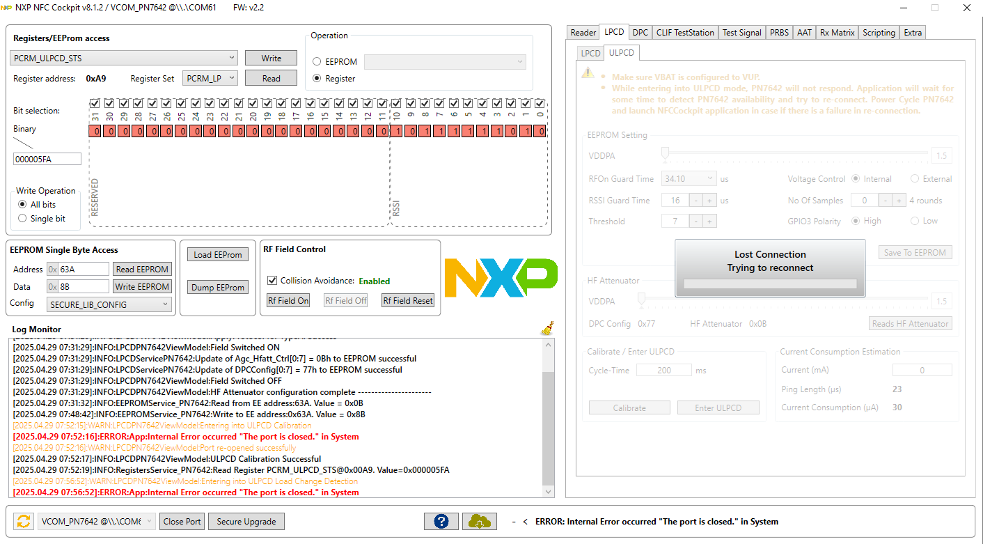 PN7642 - ULPCD evaluation in NFC Cockpit - NXP Community