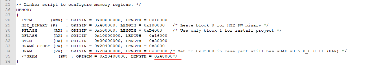 Solved: How to modify the SRAM in the LD file when installing HSE FW (AB_SWAP) on S32K311? - NXP ...