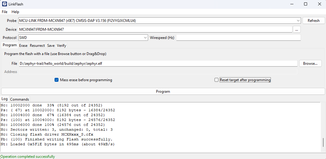Re: Flashing FRDM-MCXn947 with simple Hello World using Zephyr - NXP Community