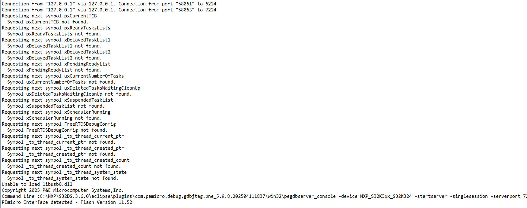 Solved: Unable to start a debugging session on S32K324 with PEMicro - NXP Community