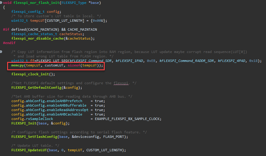 Solved: FLEXSPI_UpdateLUT in RT1062 SDK, FLEXSPI [2.6.1] change, input LUT address check - NXP ...