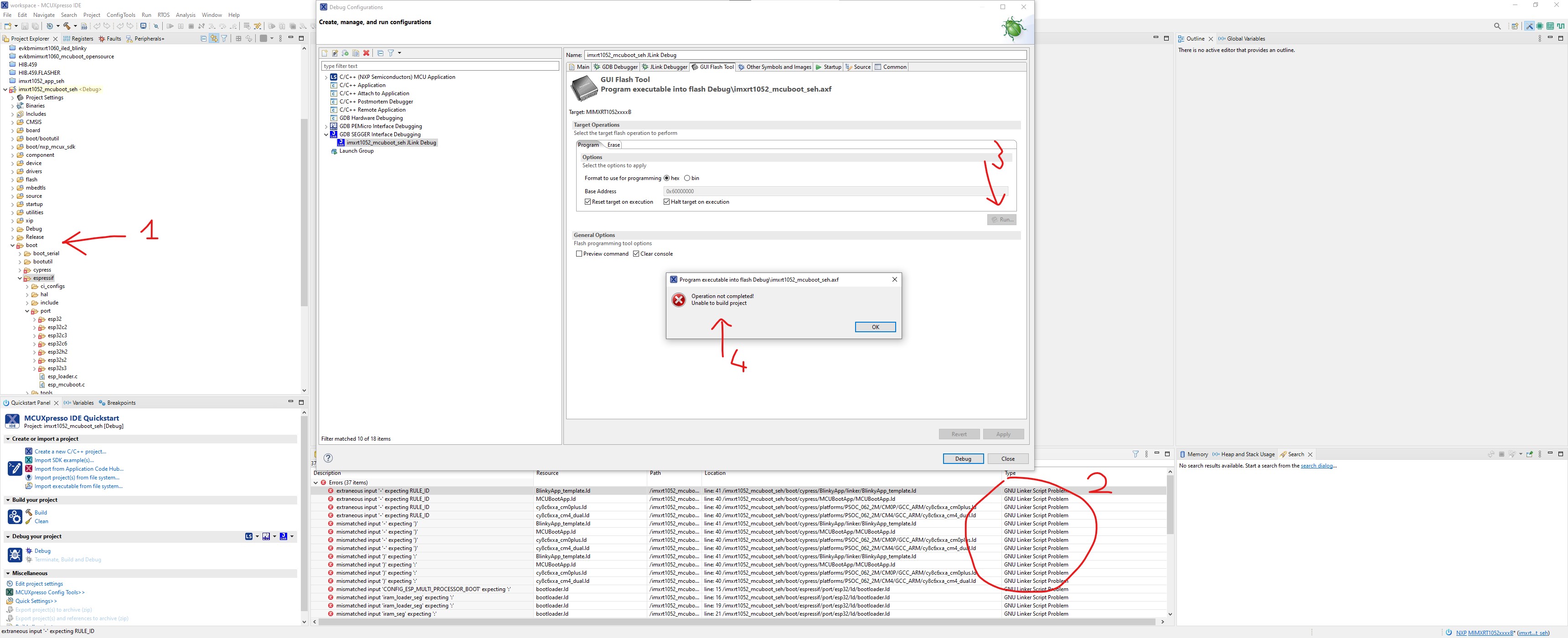 MCUxpresso GNU Linker Script Problem and GUI Flash Tool faild - NXP Community