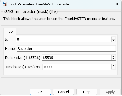 Freemaster recorder block timebase - NXP Community