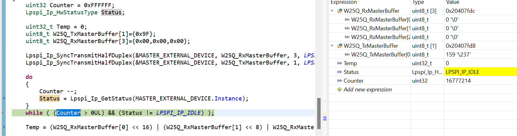 Not Getting Device ID for W25Q32 flash memory using S32k312 SPI Ev ...