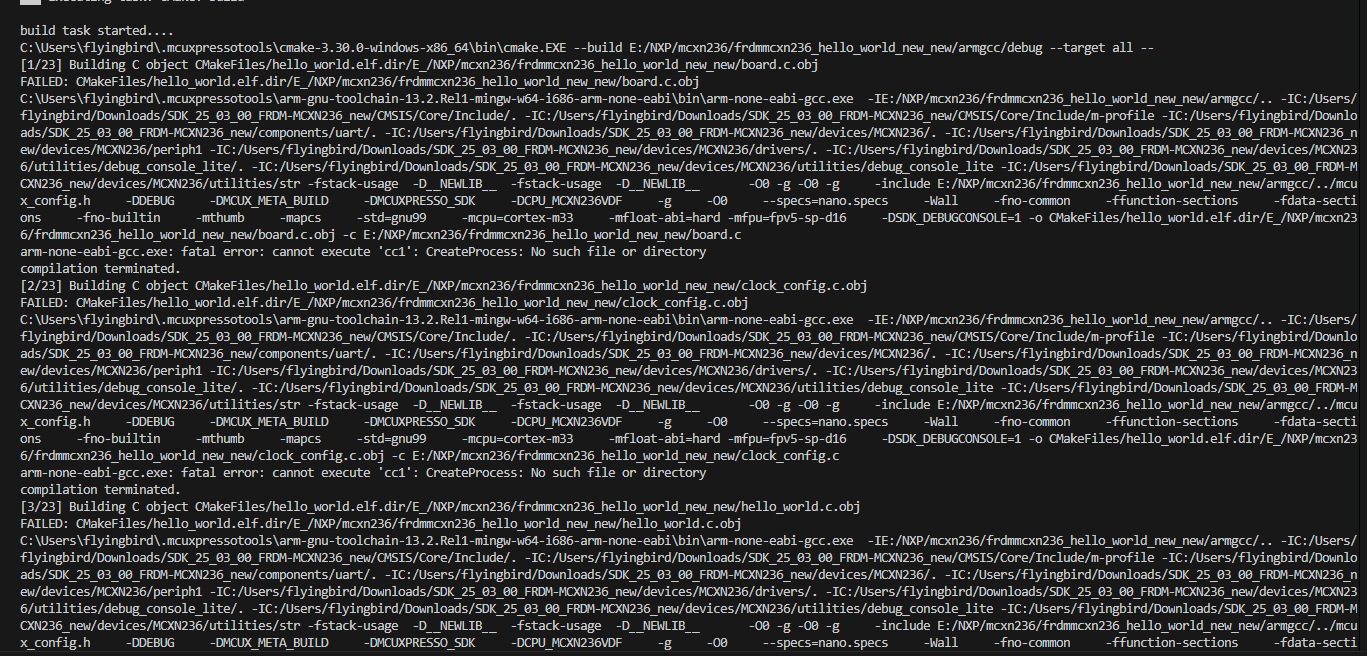 MCUXPresso for vscode build project failed - NXP Community