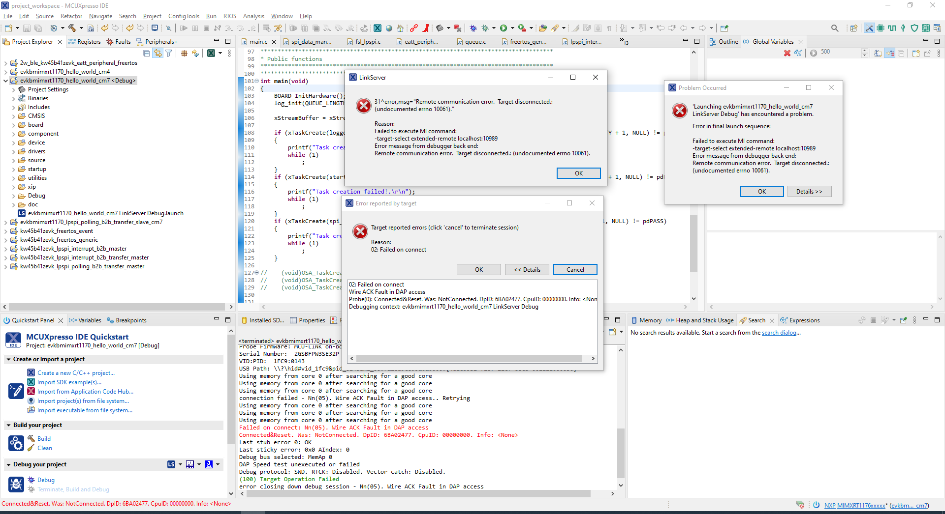 [RT1170]: Debug or Flashing Issue with RT1170EVKB - NXP Community
