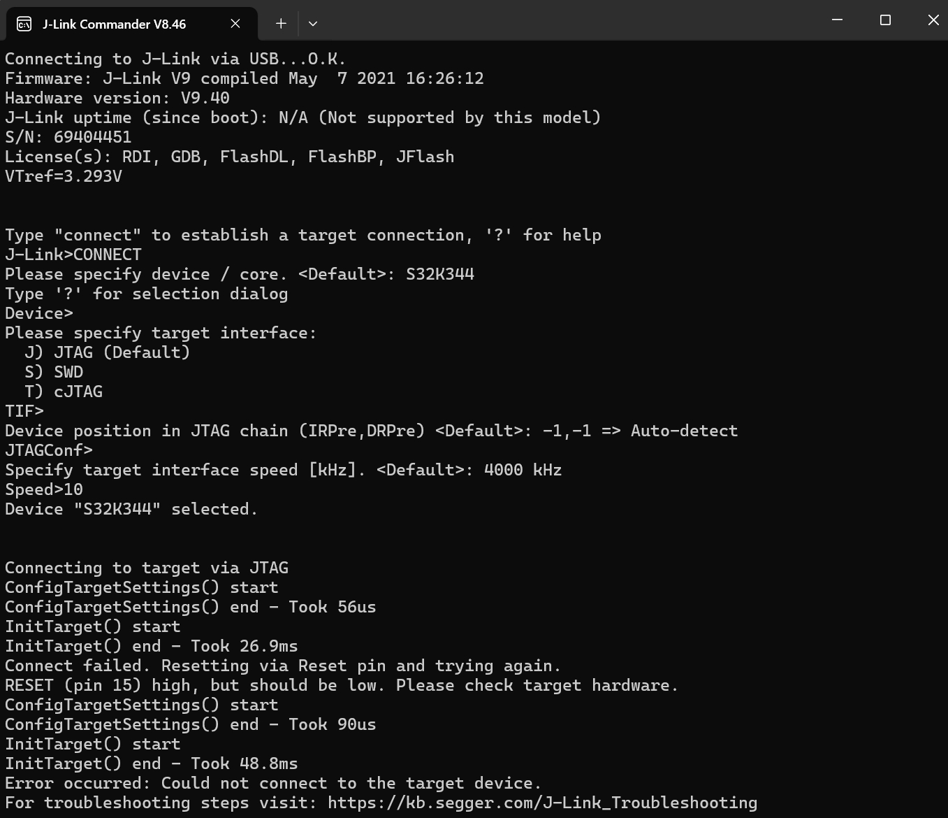 S32K344：Problem occured while downloading the application on target. - NXP Community