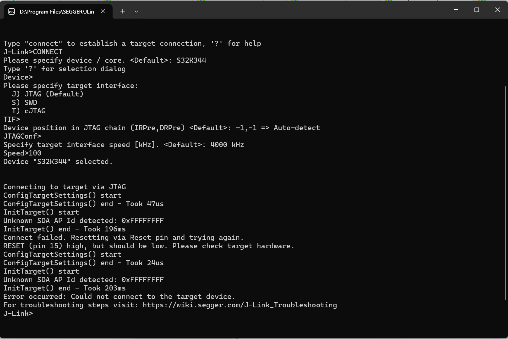 S32K344：Problem occured while downloading the application on target. - NXP Community